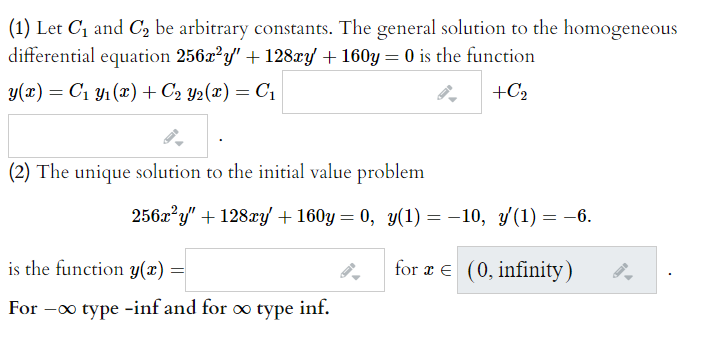 Solved (1) Let C, and C2 be arbitrary constants. The general | Chegg.com