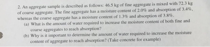 Solved 2. An aggregate sample is described as follows: 46.5 | Chegg.com