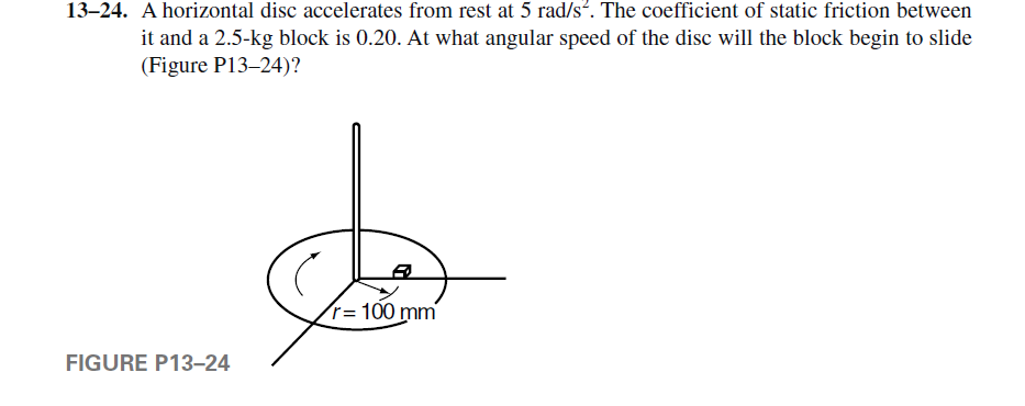 Solved 13-24. ﻿A horizontal disc accelerates from rest at | Chegg.com