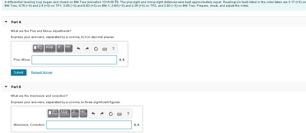 Solved A differential leveling loop began and closed on BM | Chegg.com