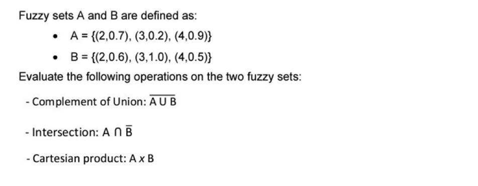 Solved Fuzzy sets A and B are defined as: - | Chegg.com