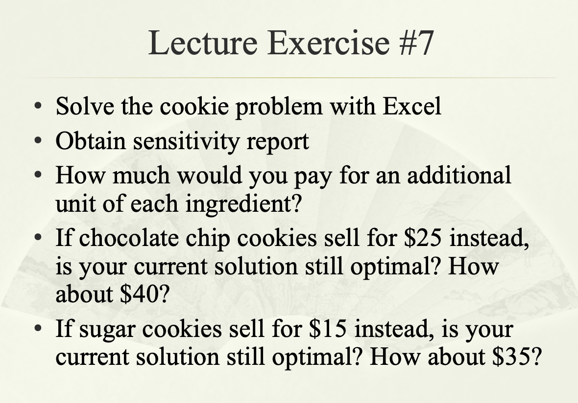 Solved Lecture Exercise #6 - Formulate the cookie problems | Chegg.com