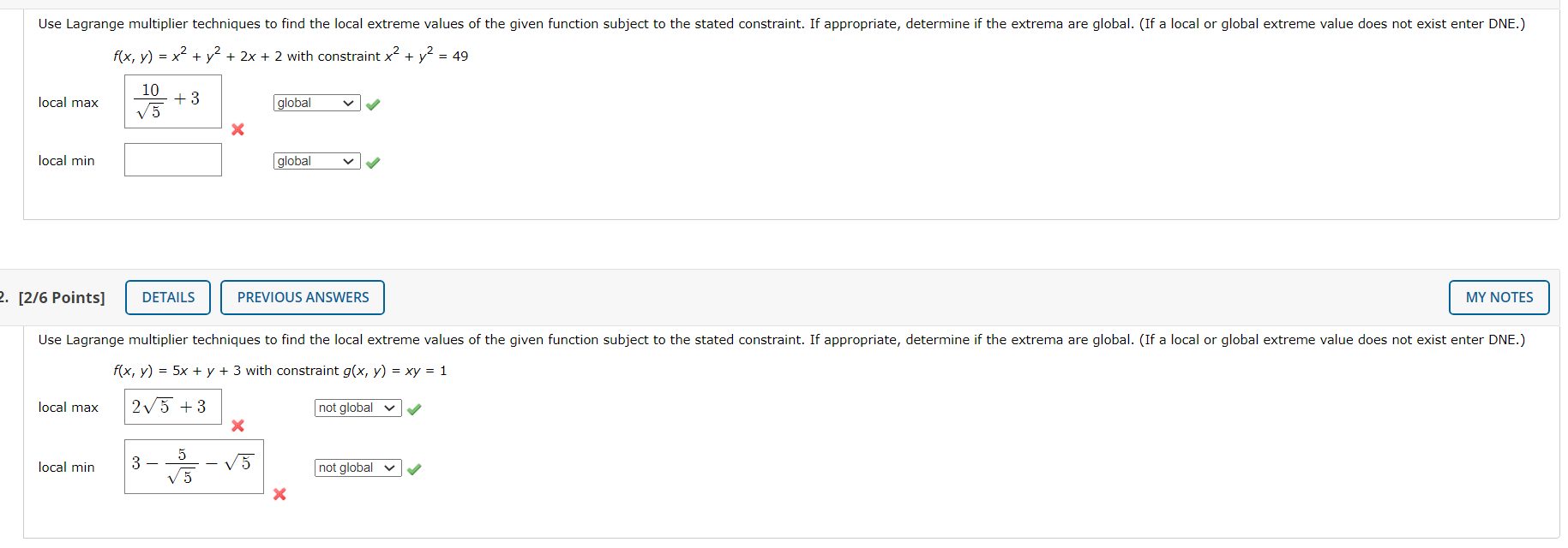 Solved Use Lagrange multiplier techniques to find the local | Chegg.com