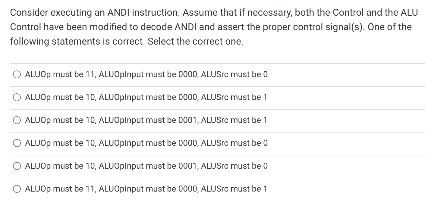 Solved Consider executing an ANDI instruction. Assume that | Chegg.com