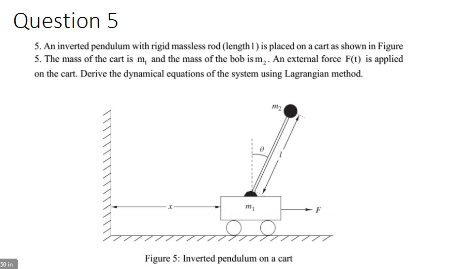 Solved Question 5 5. An inverted pendulum with rigid | Chegg.com