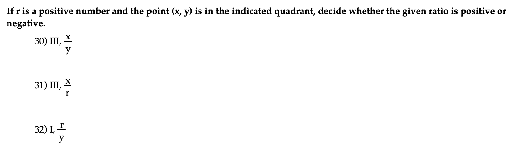 Solved If r is a positive number and the point (x, y) is in | Chegg.com