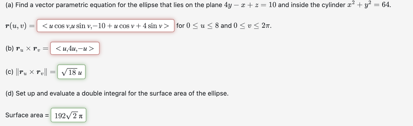 Solved A Find A Vector Parametric Equation For The Ellipse