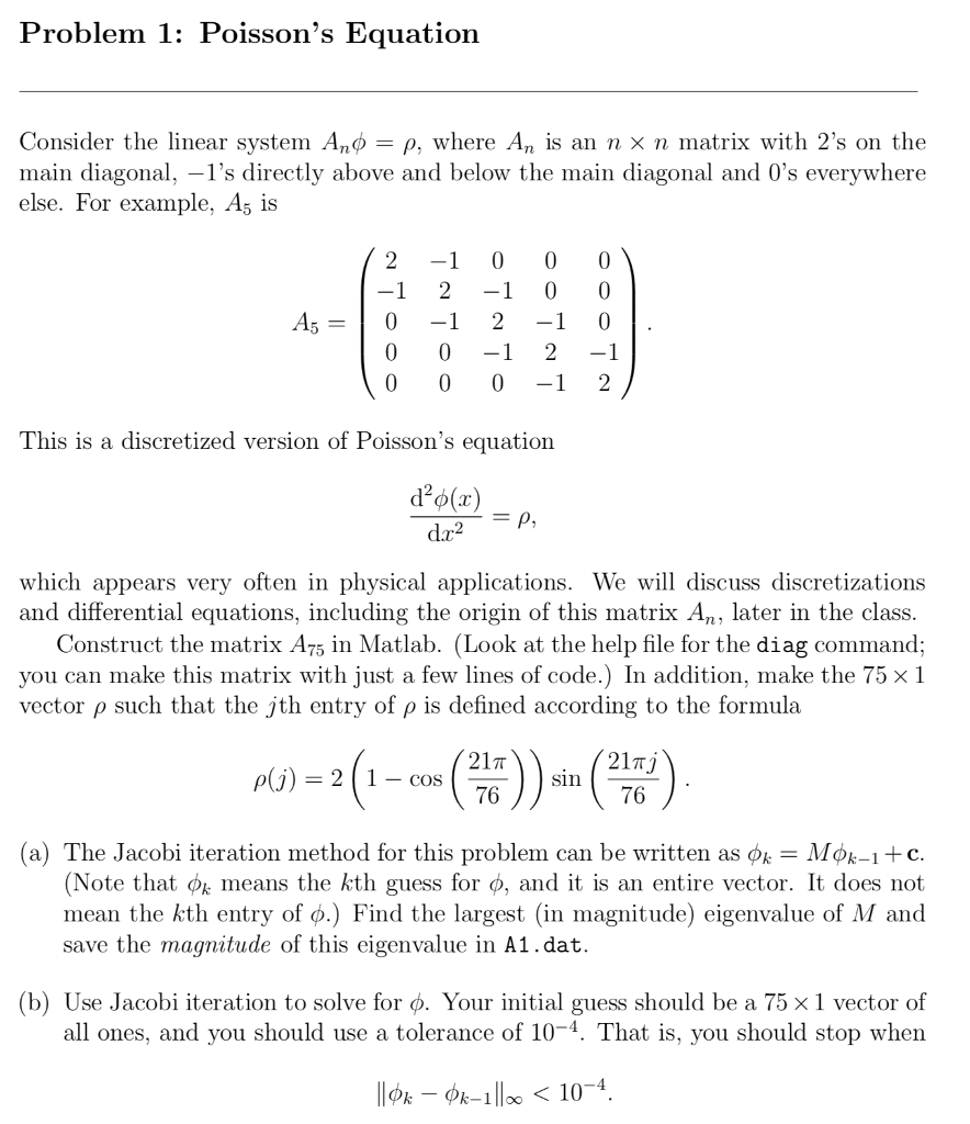 Problem 1: Poisson's Equation Consider the linear | Chegg.com