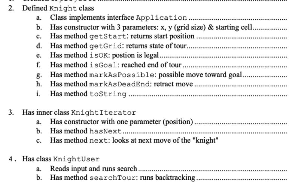 Help me with question 4. Code in java. Knight | Chegg.com