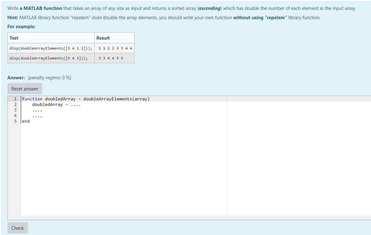 Solved Write a MATLAB function that takes an array of any | Chegg.com