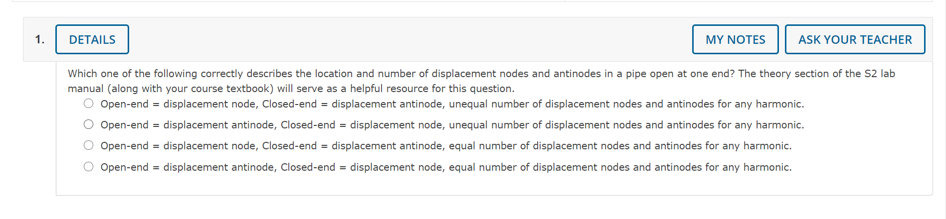Solved 1. DETAILS MY NOTES ASK YOUR TEACHER Which one of the | Chegg.com