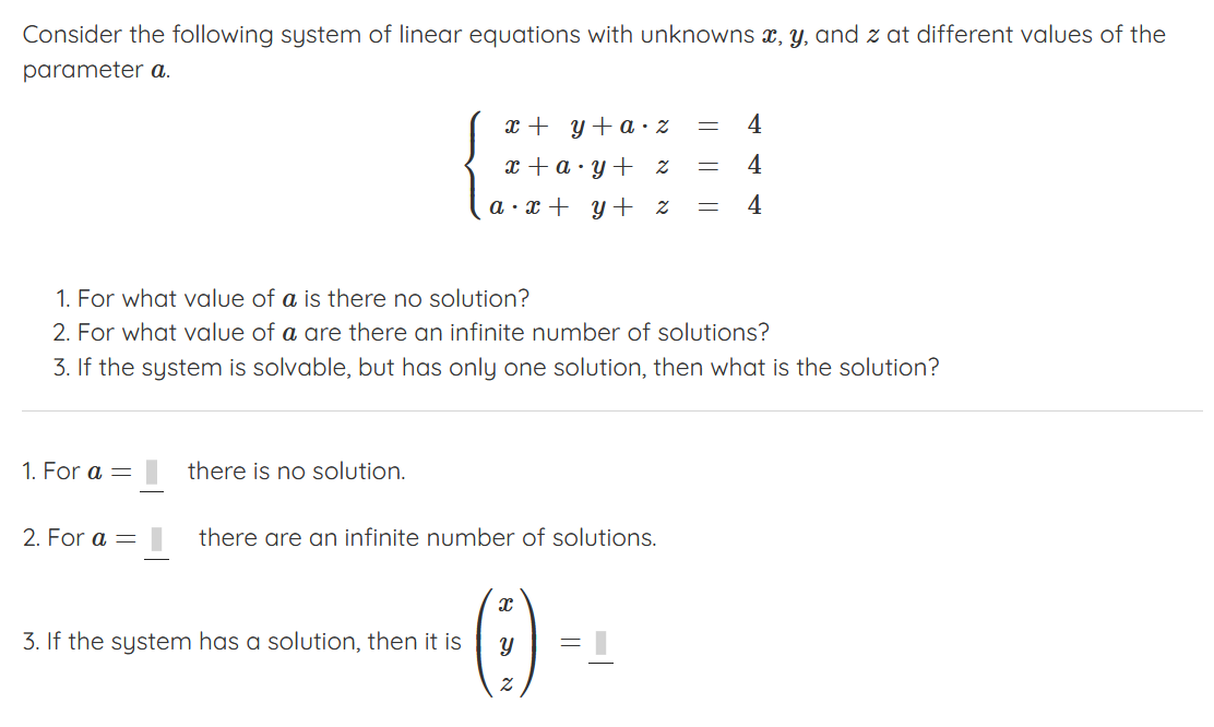 Solved Consider the following system of linear equations | Chegg.com
