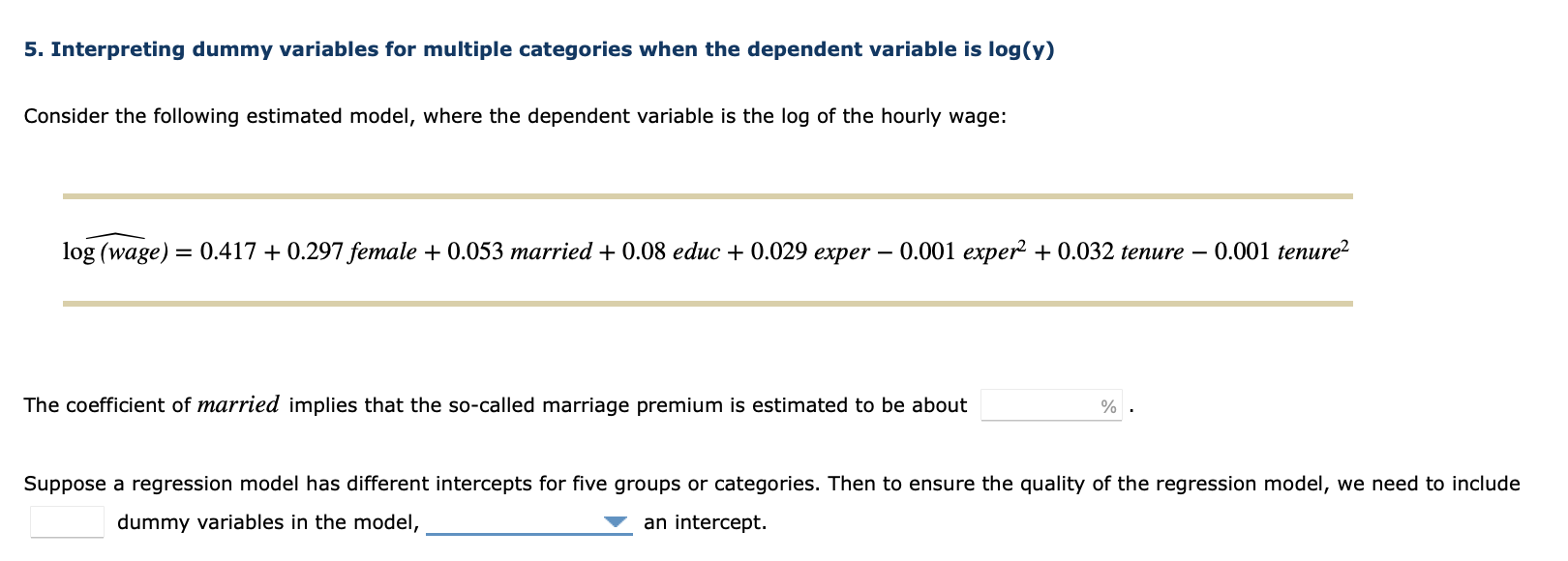 Solved 5. Interpreting dummy variables for multiple | Chegg.com