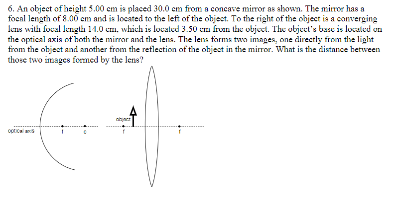 Solved 6. An object of height 5.00 cm is placed 30.0 cm from | Chegg.com