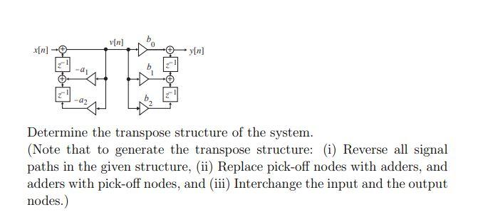 Solved v[n] x[n] y[n] 02 Determine the transpose structure | Chegg.com
