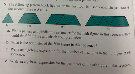 Solved 6. The following pattern block figures are the first | Chegg.com