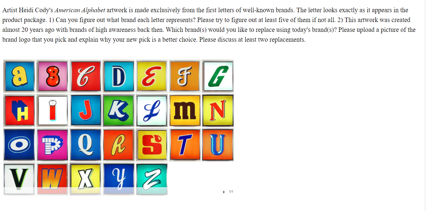 Solved Artist Heidi Cody's American Alphabet artwork is made | Chegg.com