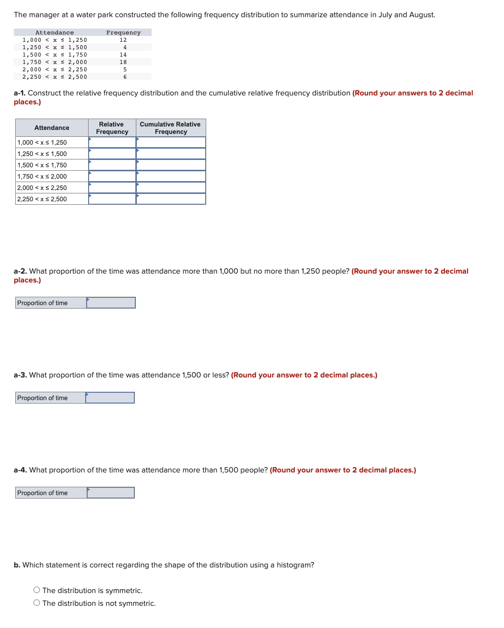Solved a-1. Construct the relative frequency distribution | Chegg.com
