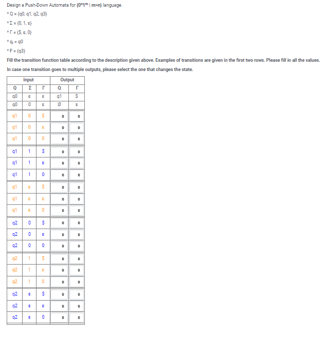Solved Design a Push-Down Automata for {0∘1m∣m×n} language. | Chegg.com