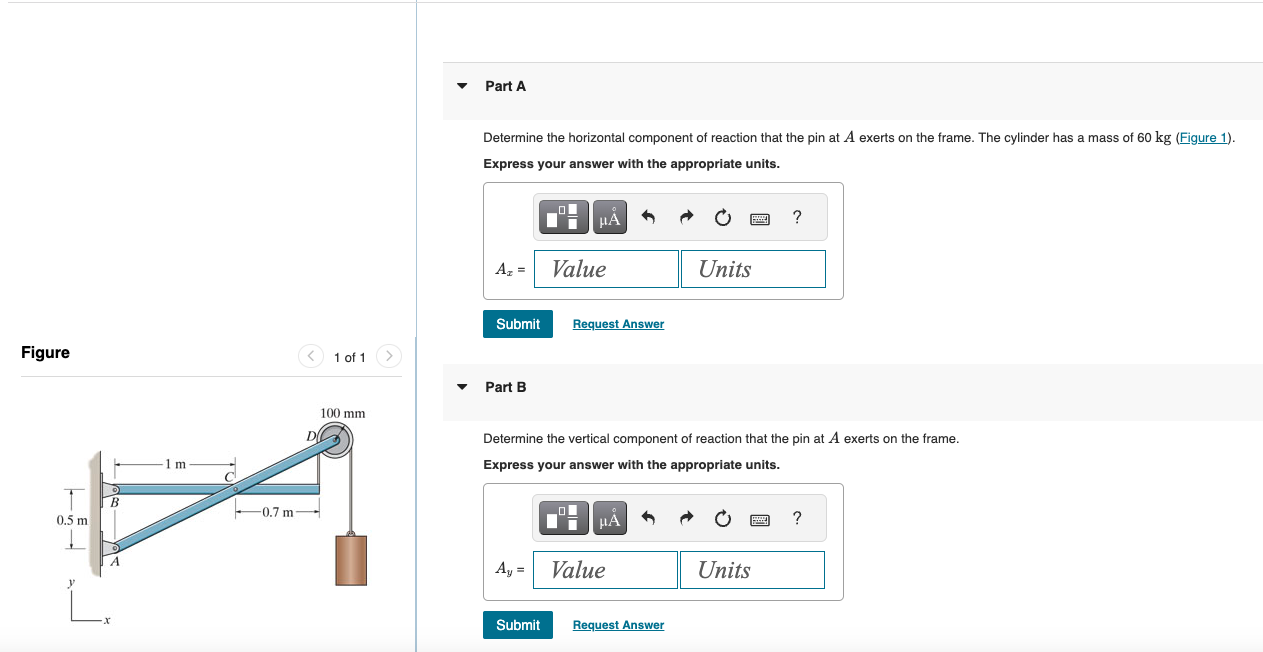 Solved Determine the horizontal component of reaction that | Chegg.com