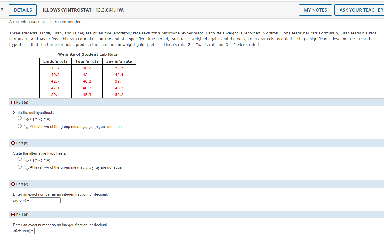 Solved hypothesis that the three formulas produce the same | Chegg.com