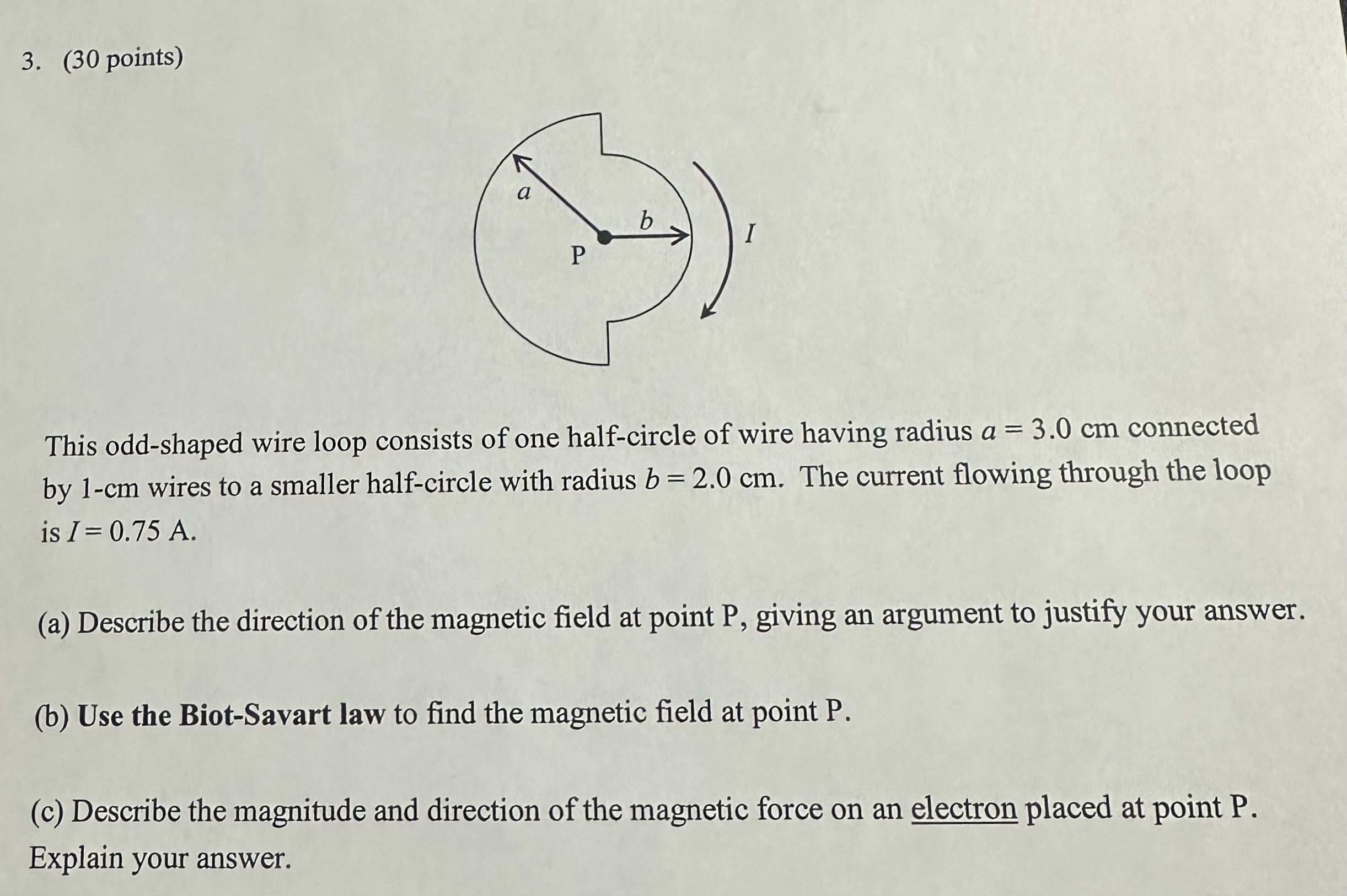 Solved 3. (30 points) This odd-shaped wire loop consists of | Chegg.com