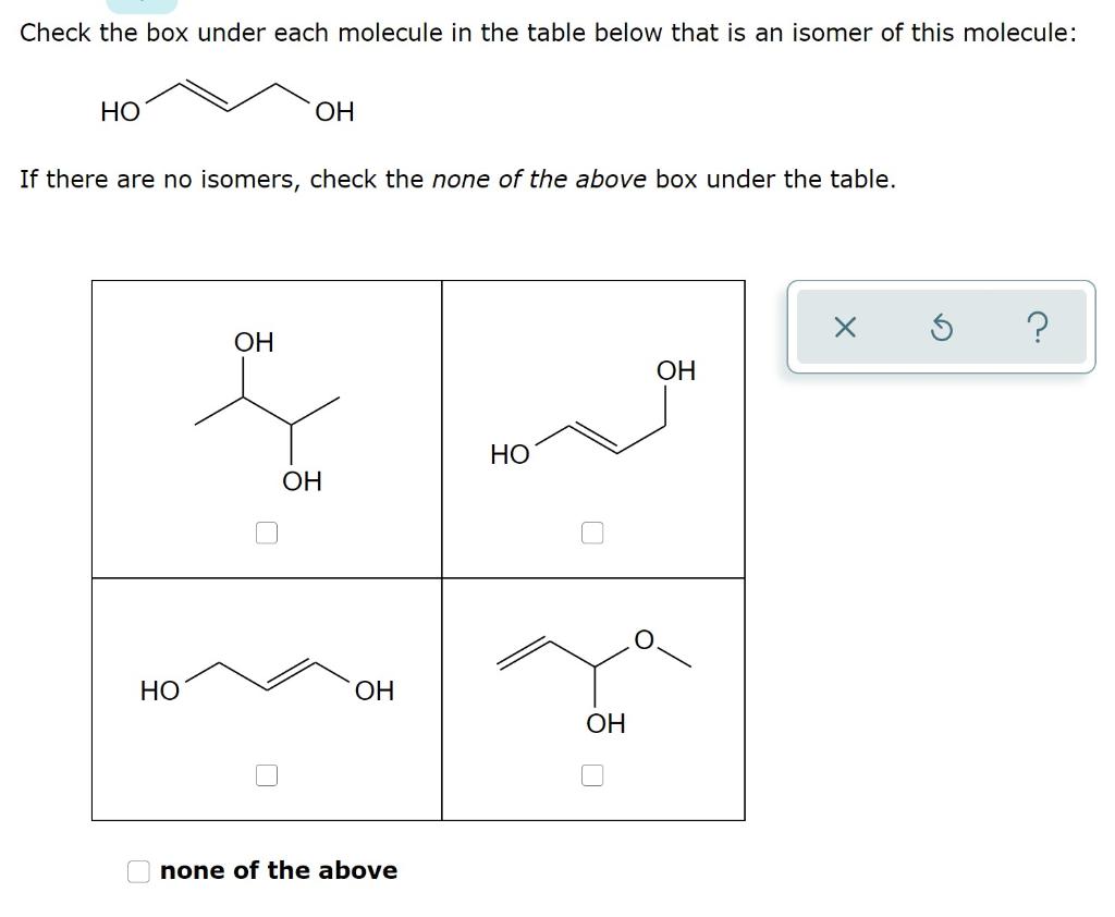 Solved Check the box under each molecule in the table below | Chegg.com