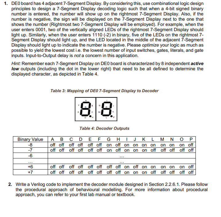 1. DEO board has 4 adjacent 7-Segment Display. By | Chegg.com