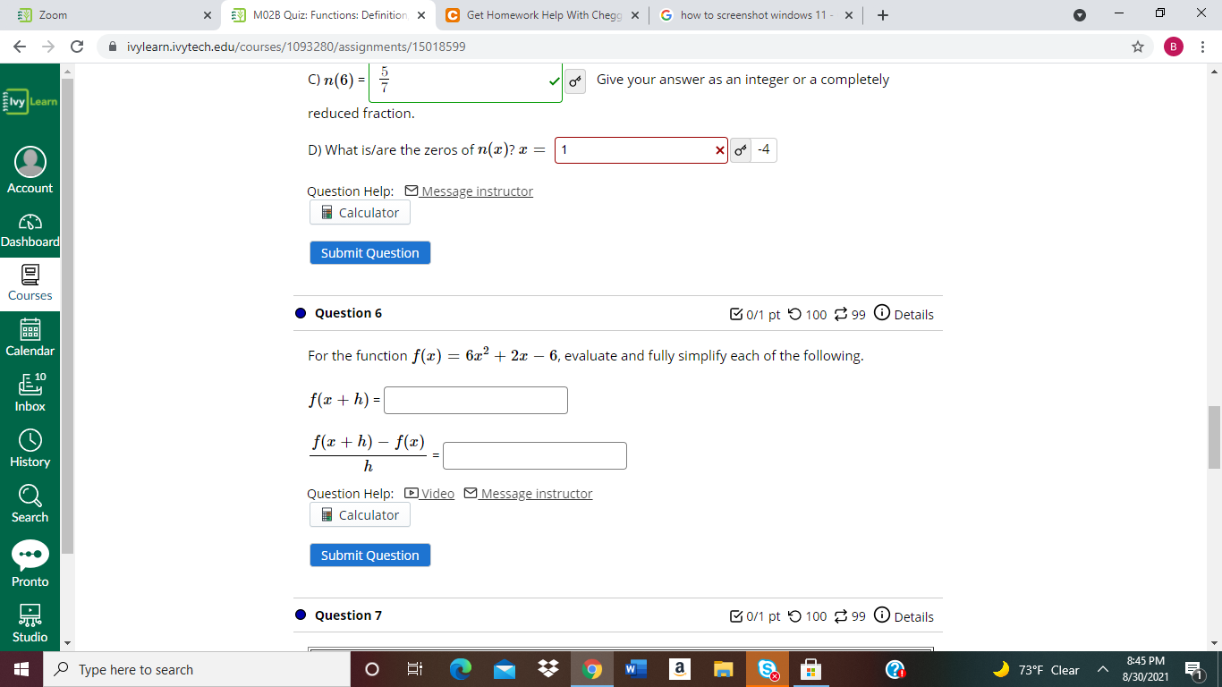 Solved Zoom MO2B Quiz: Functions: Definition X C Get | Chegg.com