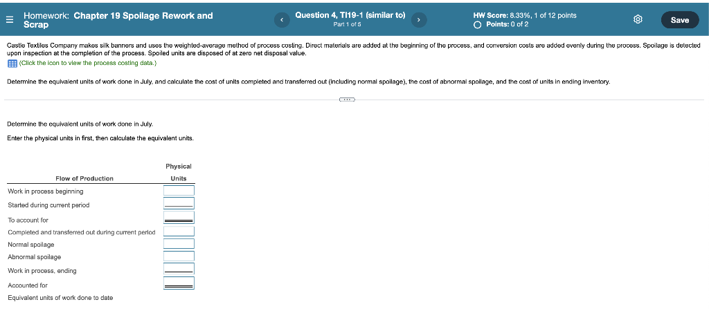 Solved Homework: Chapter 19 Spoilage Rework and Scrap | Chegg.com