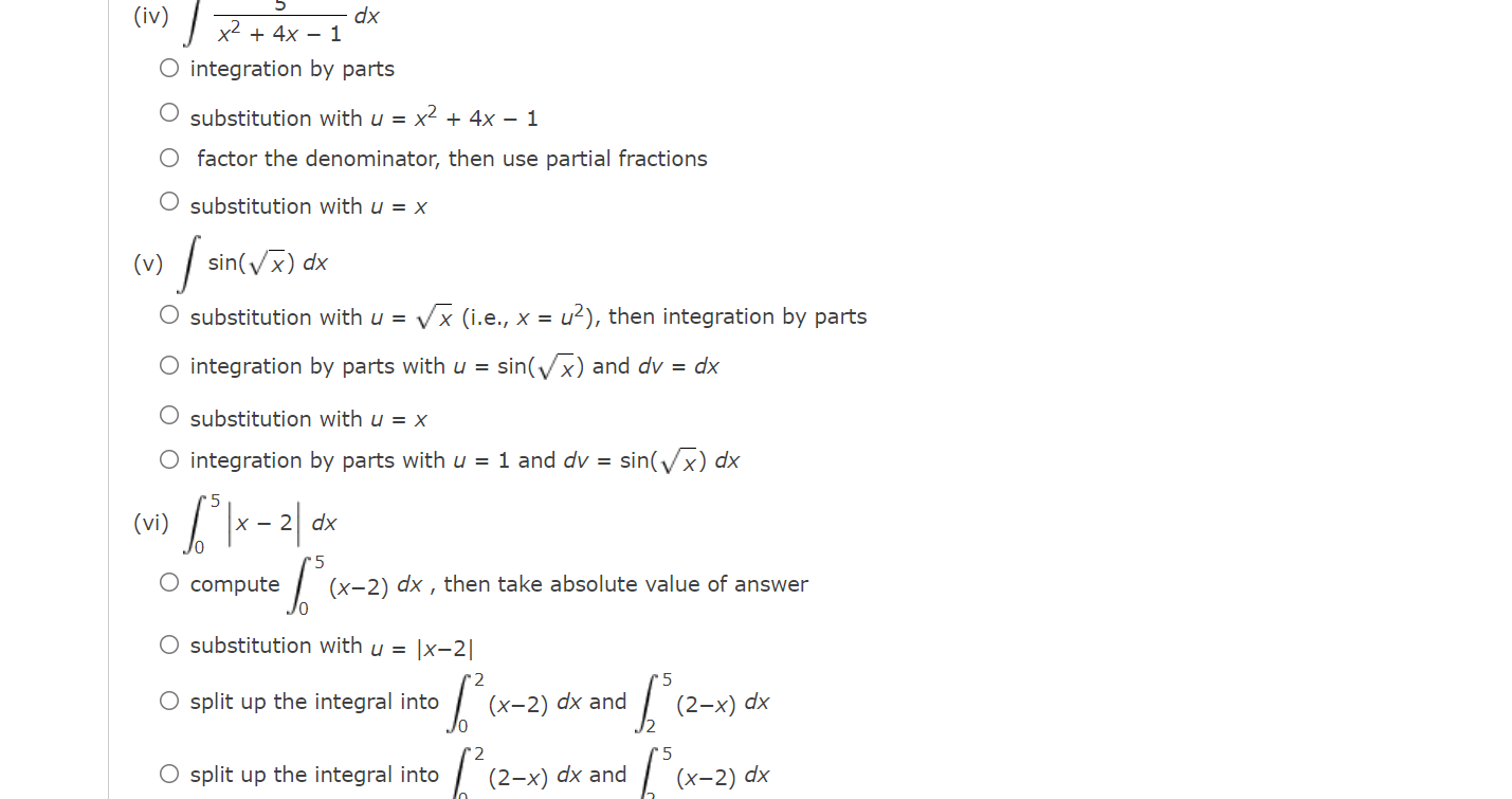 Solved Choose the method that works best on the integral, do | Chegg.com