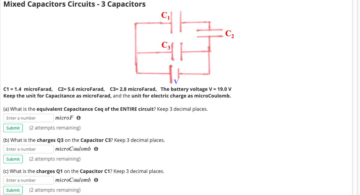 Solved Mixed Capacitors Circuits - 3 Capacitors al C2 C3 C1 | Chegg.com