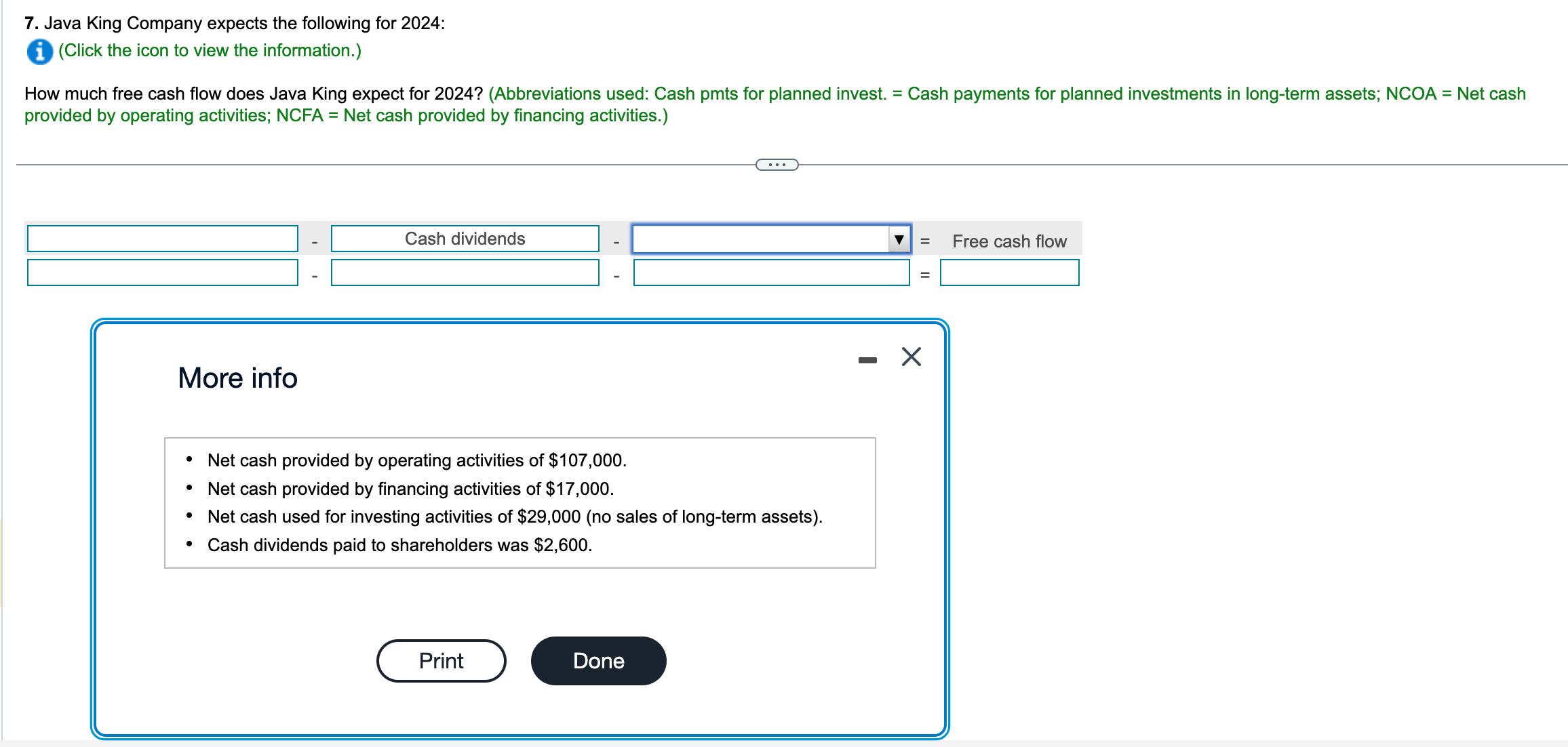 Solved 7. Java King Company expects the following for 2024 : | Chegg.com