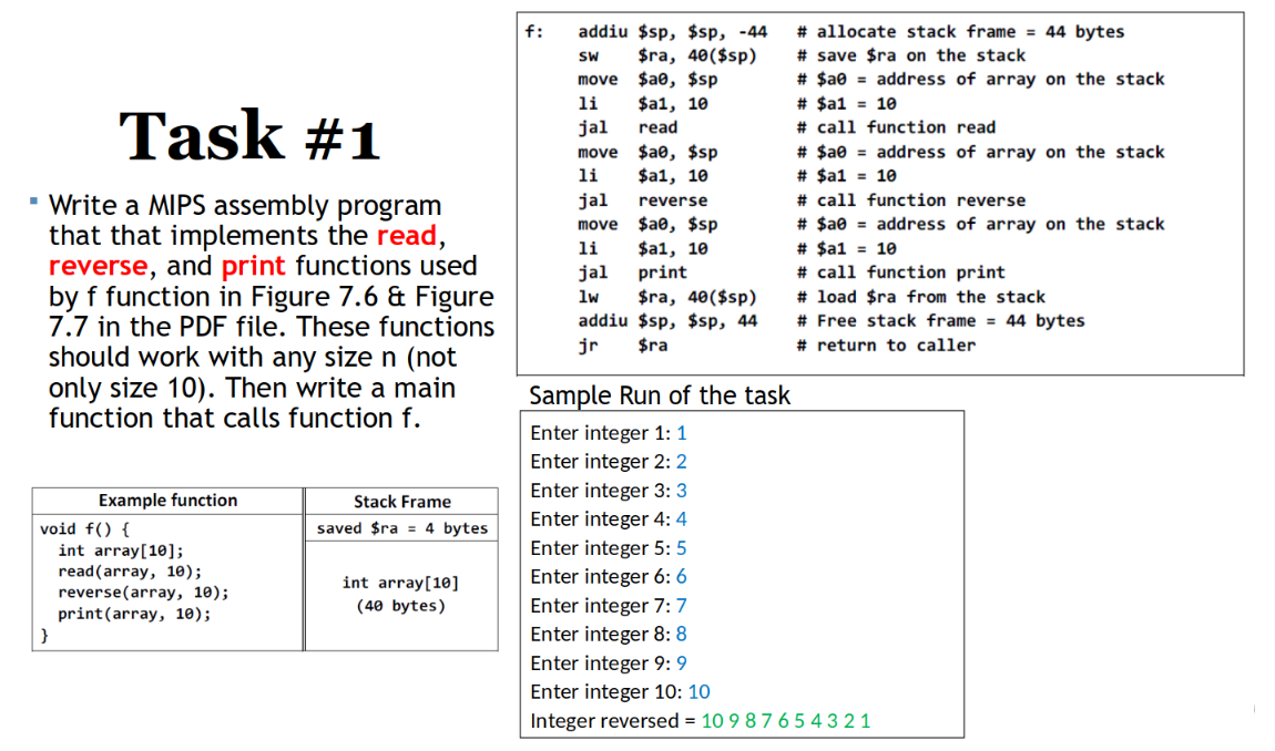 Solved f: Task #1 Write a MIPS assembly program that that | Chegg.com