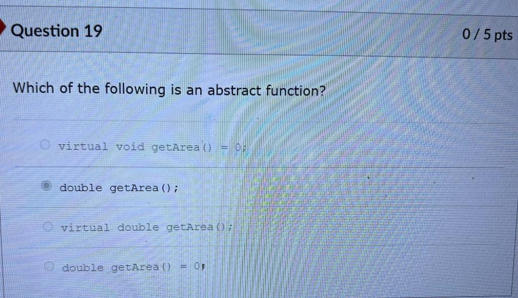 Solved Which Of The Following Is An Abstract Function