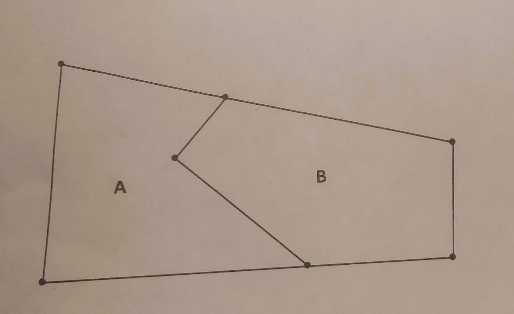 Solved A piece of land was split into 2 regions of A and B. | Chegg.com