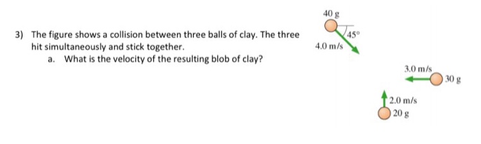 Solved 40 g 3) The figure shows a collision between three | Chegg.com