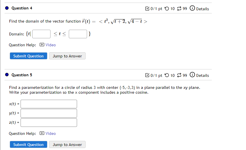 Solved Find the domain of the vector function | Chegg.com