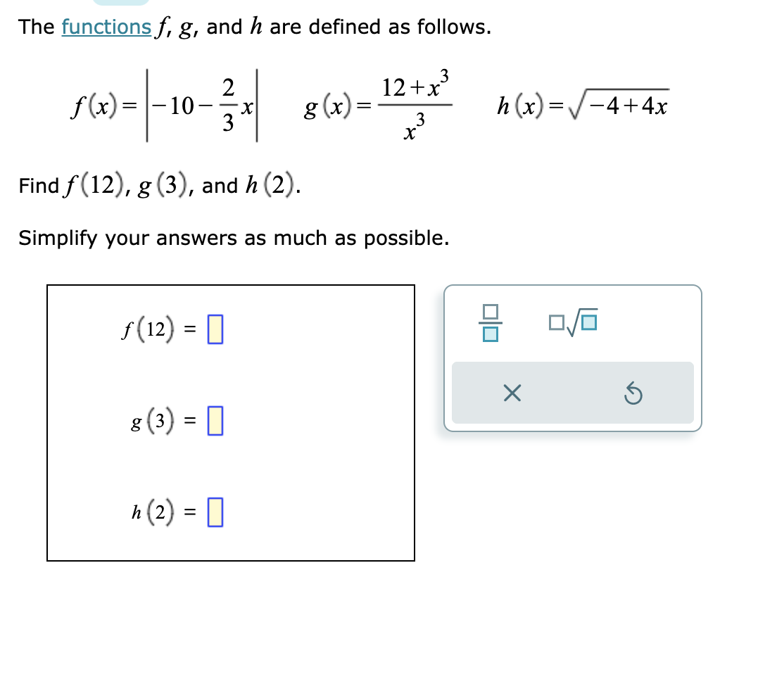 Solved The functions f,g, and h are defined as follows. | Chegg.com