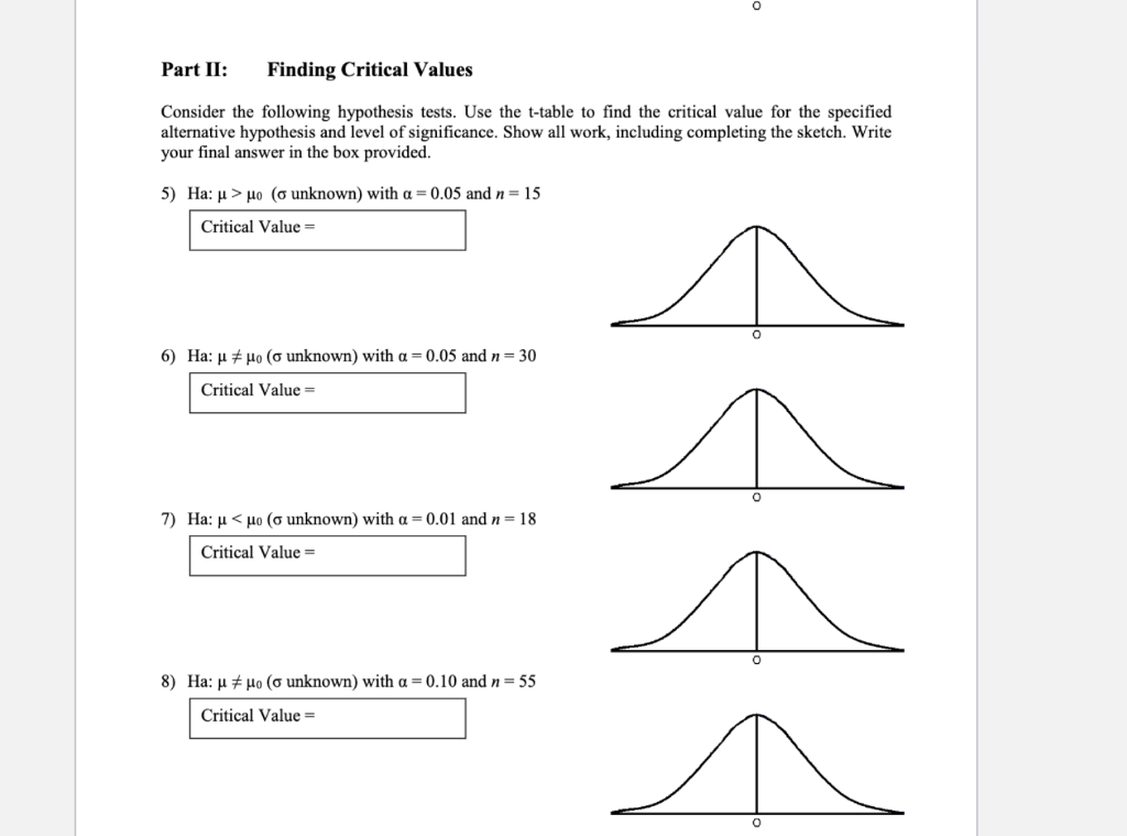 Solved o Part II: Finding Critical Values Consider the | Chegg.com