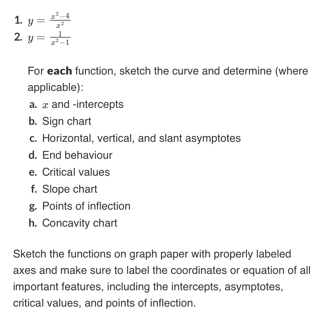 Solved 1. y=x2x2−4 2. y=x2−11 For each function, sketch the | Chegg.com