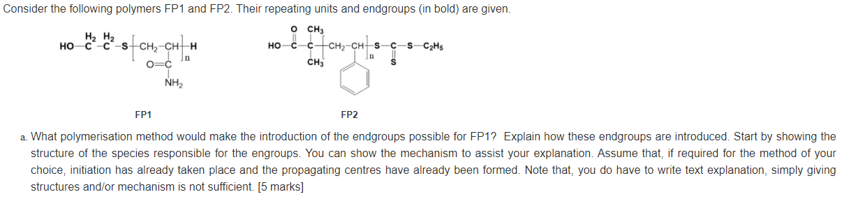 Solved Consider the following polymers FP1 and FP2. Their | Chegg.com