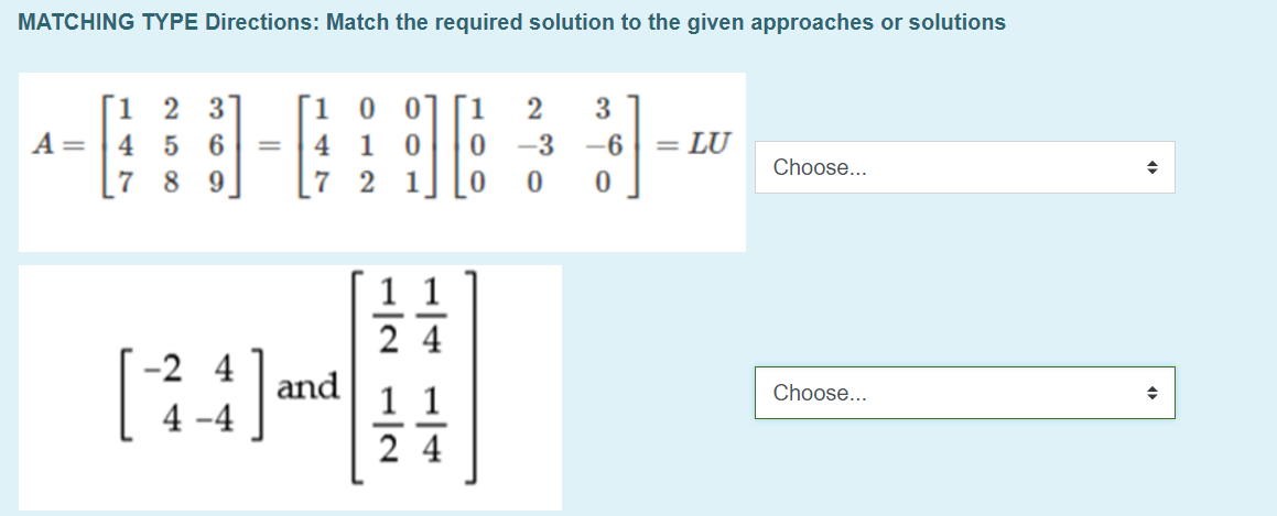 MATCHING TYPE Directions: Match the required solution | Chegg.com