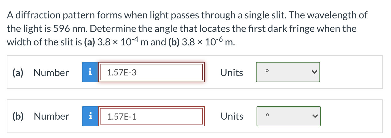 Solved A diffraction pattern forms when light passes through | Chegg.com