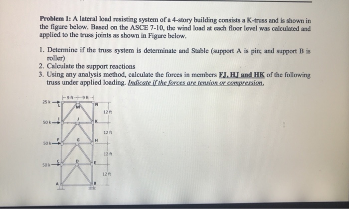 Solved Problem 1: A lateral load resisting system of a | Chegg.com