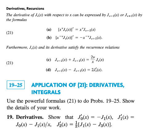 Solved Derivatives Recursions The Derivative Of Jν X With