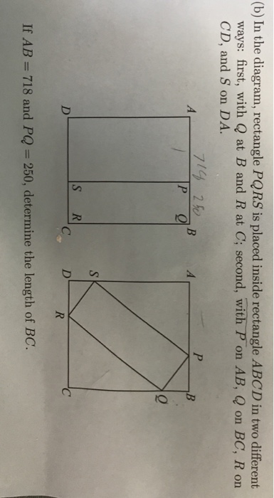 Solved (b) In the diagram, rectangle PQRS is placed inside | Chegg.com