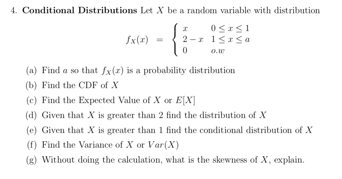 Solved 4. Conditional Distributions Let X be a random | Chegg.com