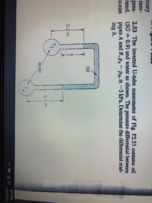 Solved Mercury Figure P2.46 247 Determine the elevation | Chegg.com