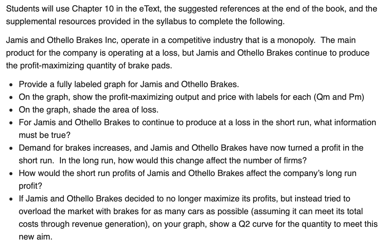 Solved Students will use Chapter 10 in the eText, the | Chegg.com